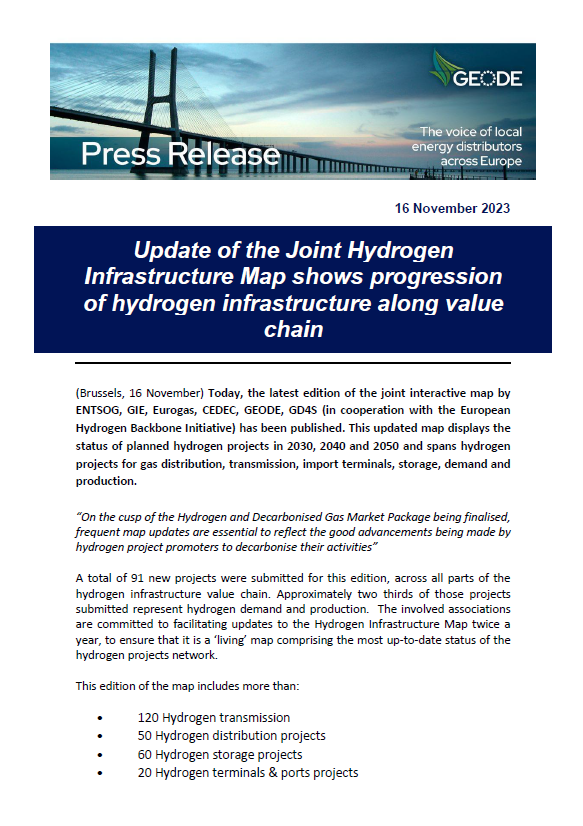 Press Release: Update of the Joint Hydrogen Infrastructure Map shows ...
