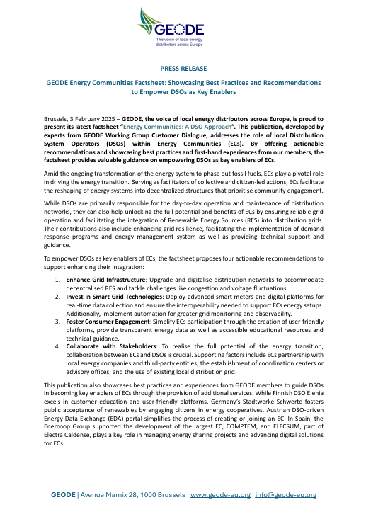 Press Release – GEODE Energy Communities Factsheet: Showcasing Best ...